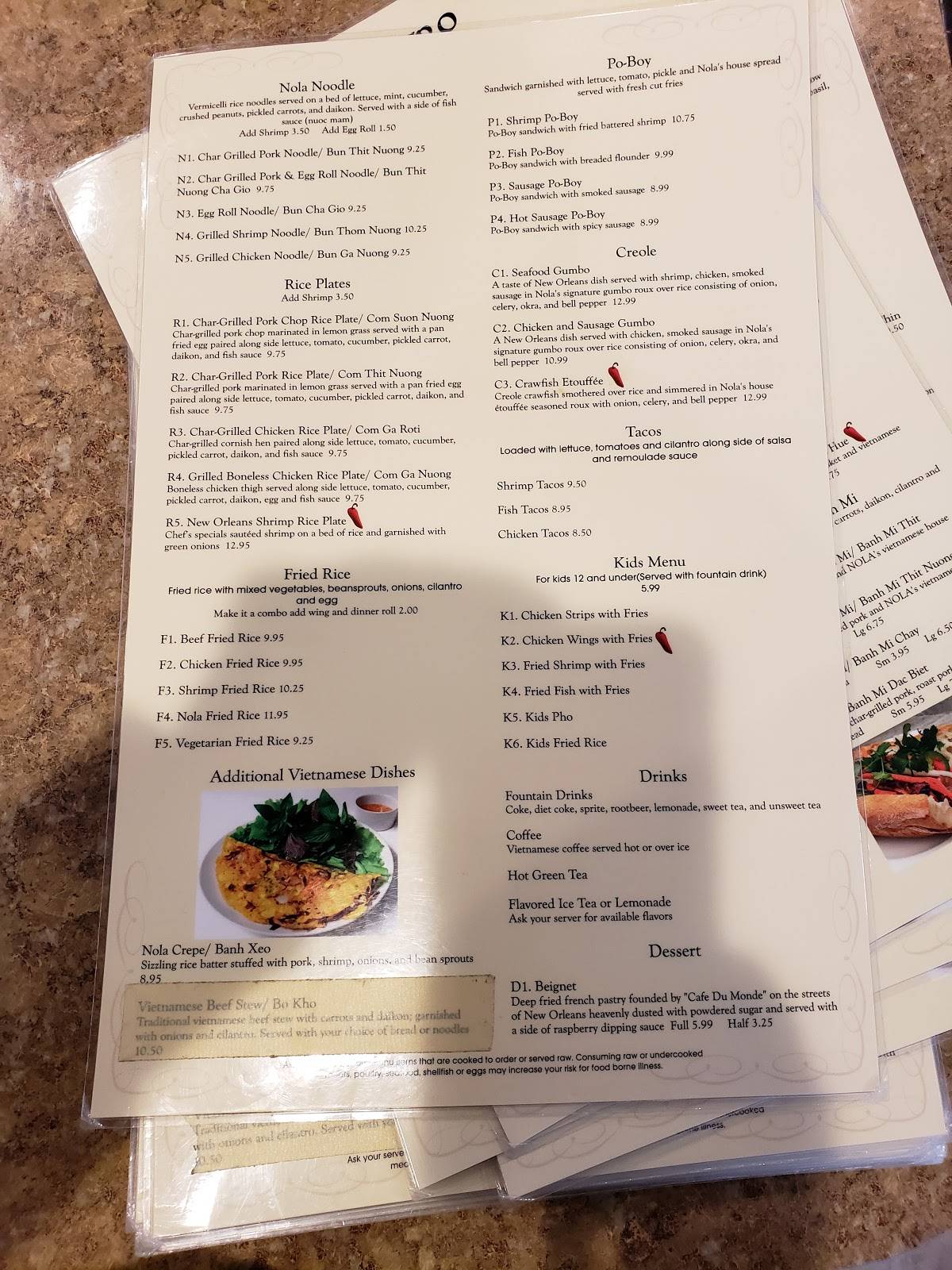 Menu at Noosh Afghan Cuisine restaurant, Lansing