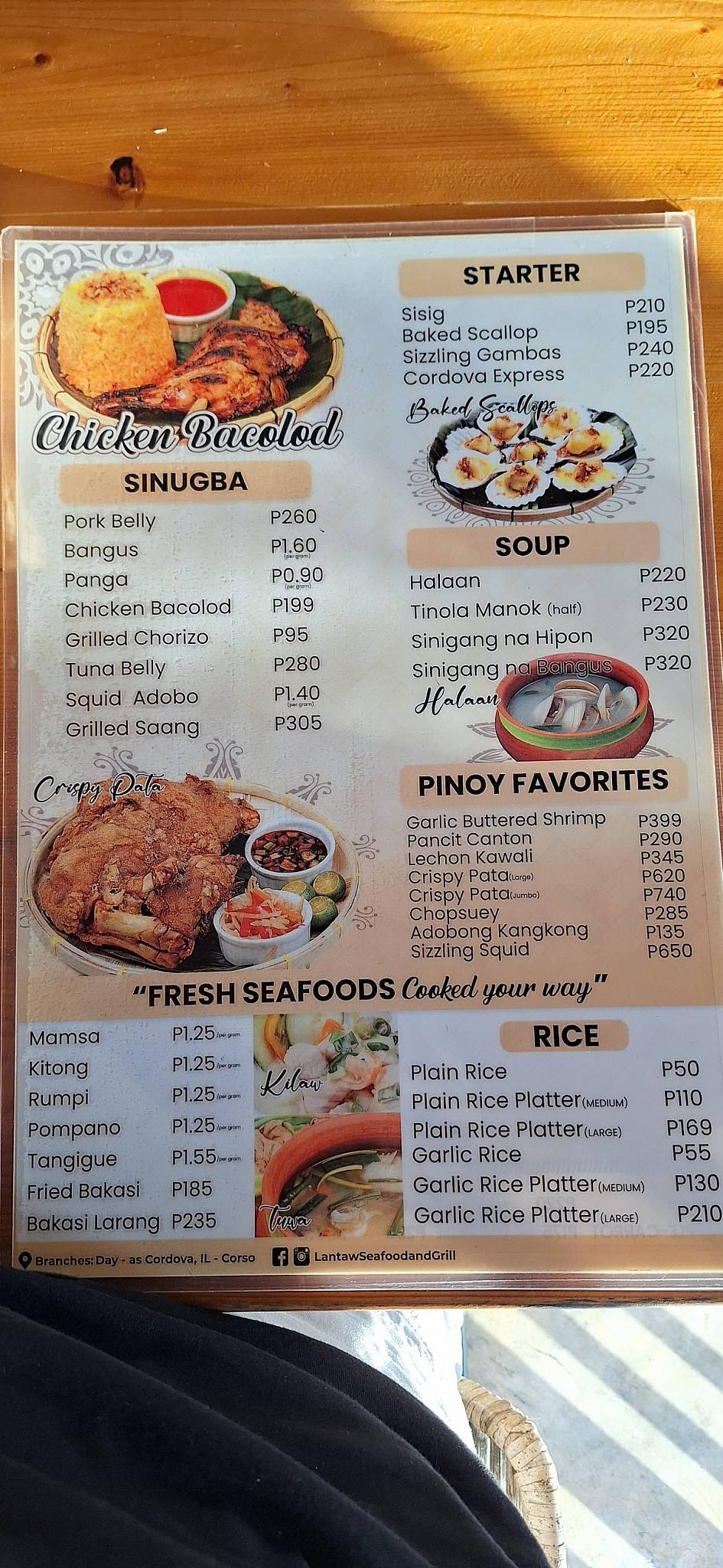Menu at Lantaw Floating Native Restaurant - Cordova, Cebu City