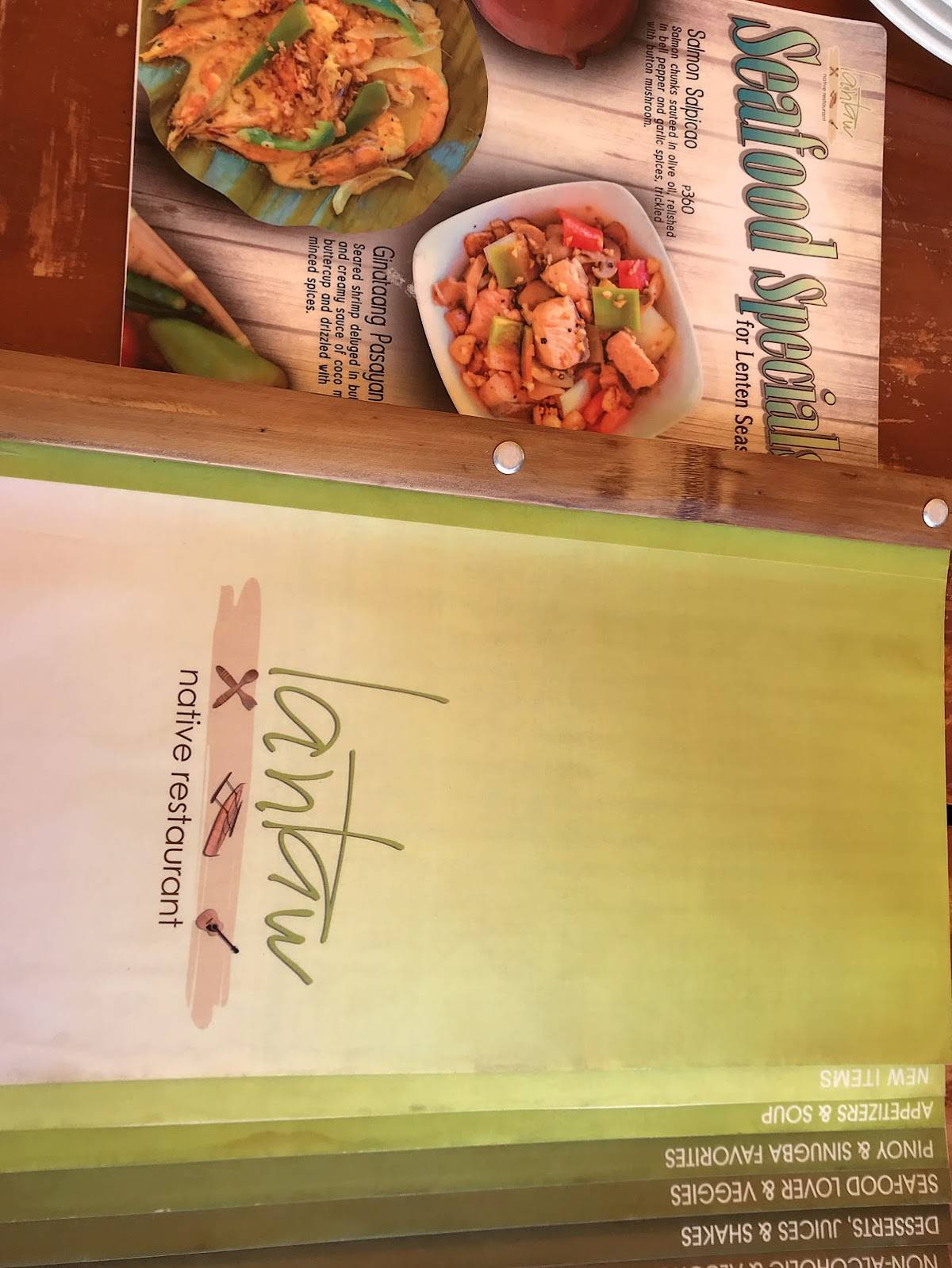 Menu at Lantaw Floating Native Restaurant - Cordova, Cebu City