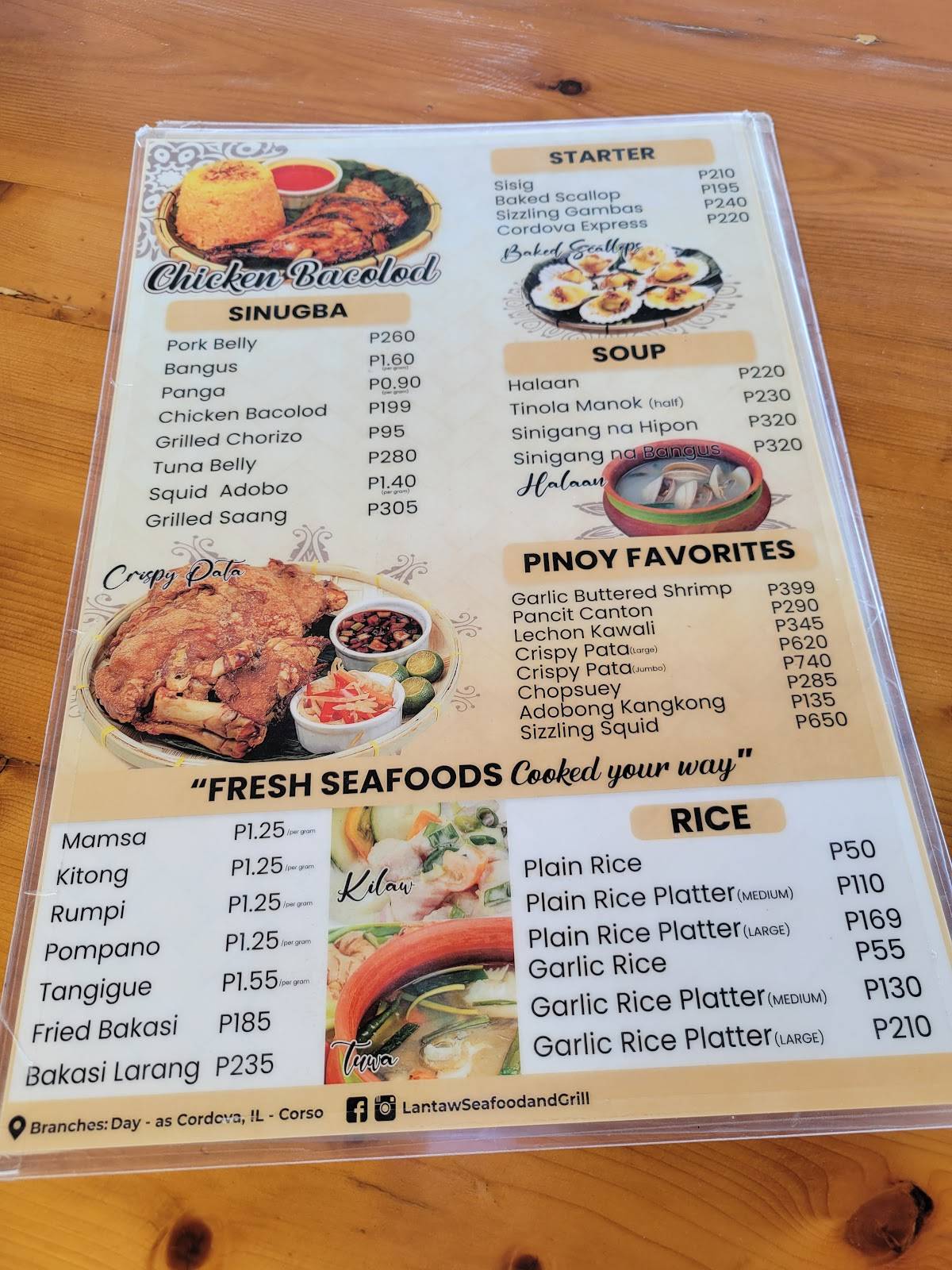 Menu at Lantaw Floating Native Restaurant - Cordova, Cebu City