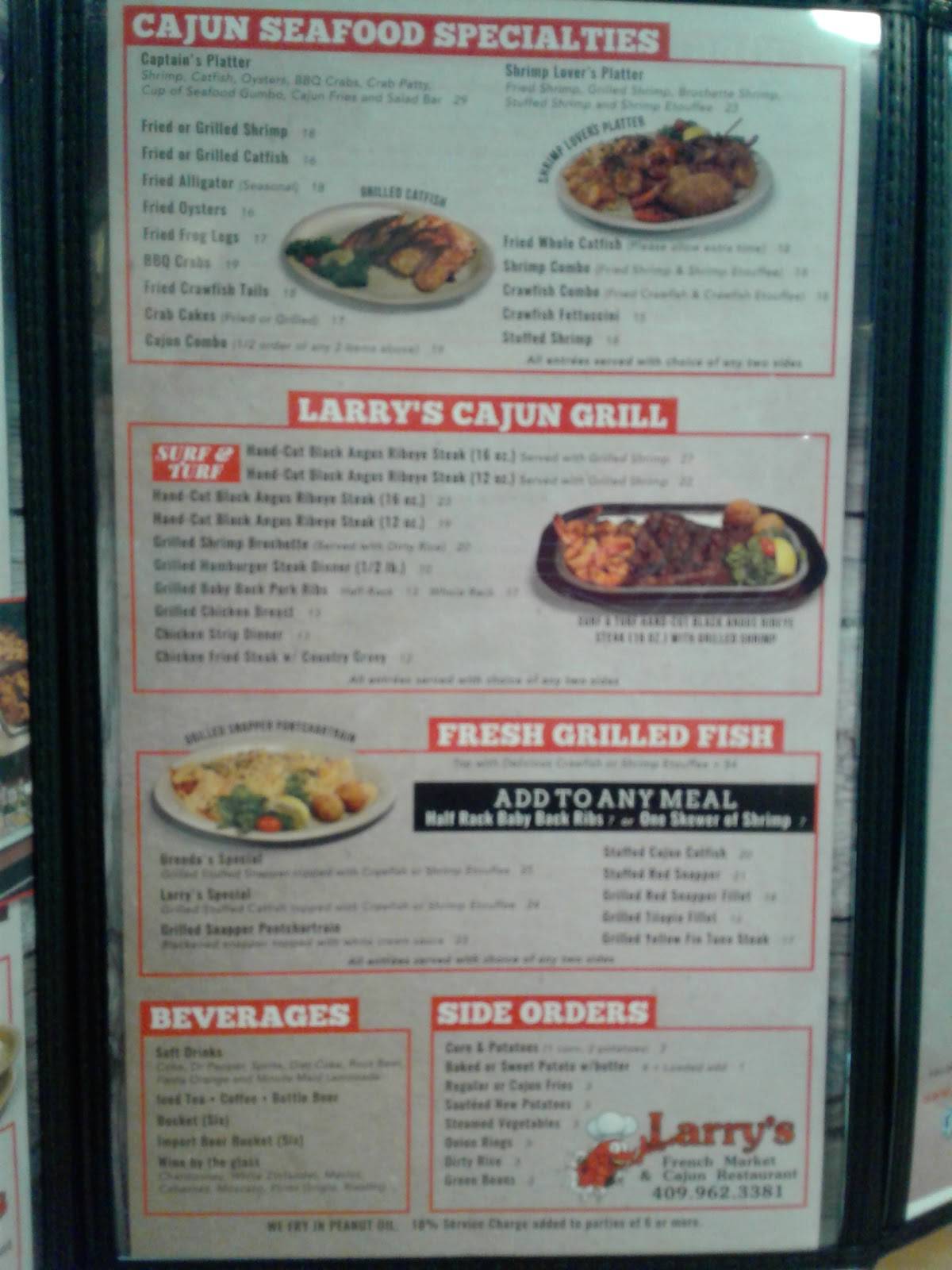 Menu at Larry & Rita's Mexican Cajun Bar & Grill, Groves