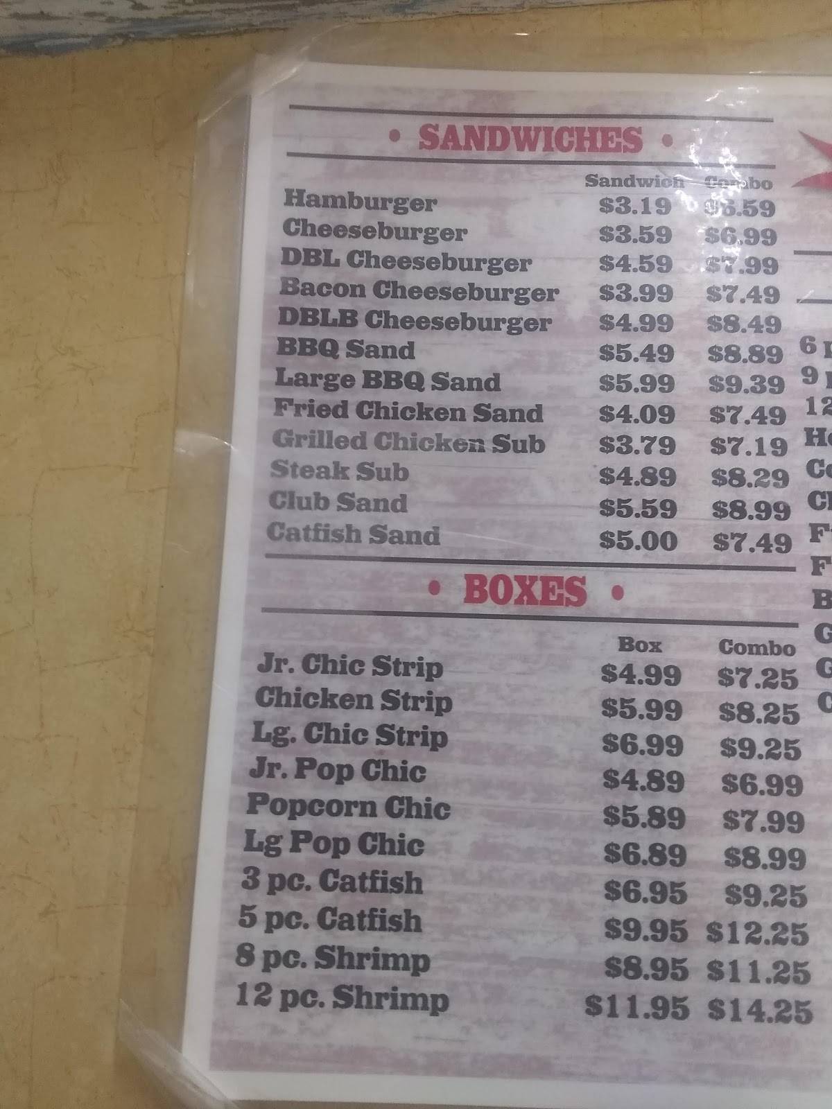 Menu at Larry's Drive In restaurant, Camden, 5 Camden Bypass