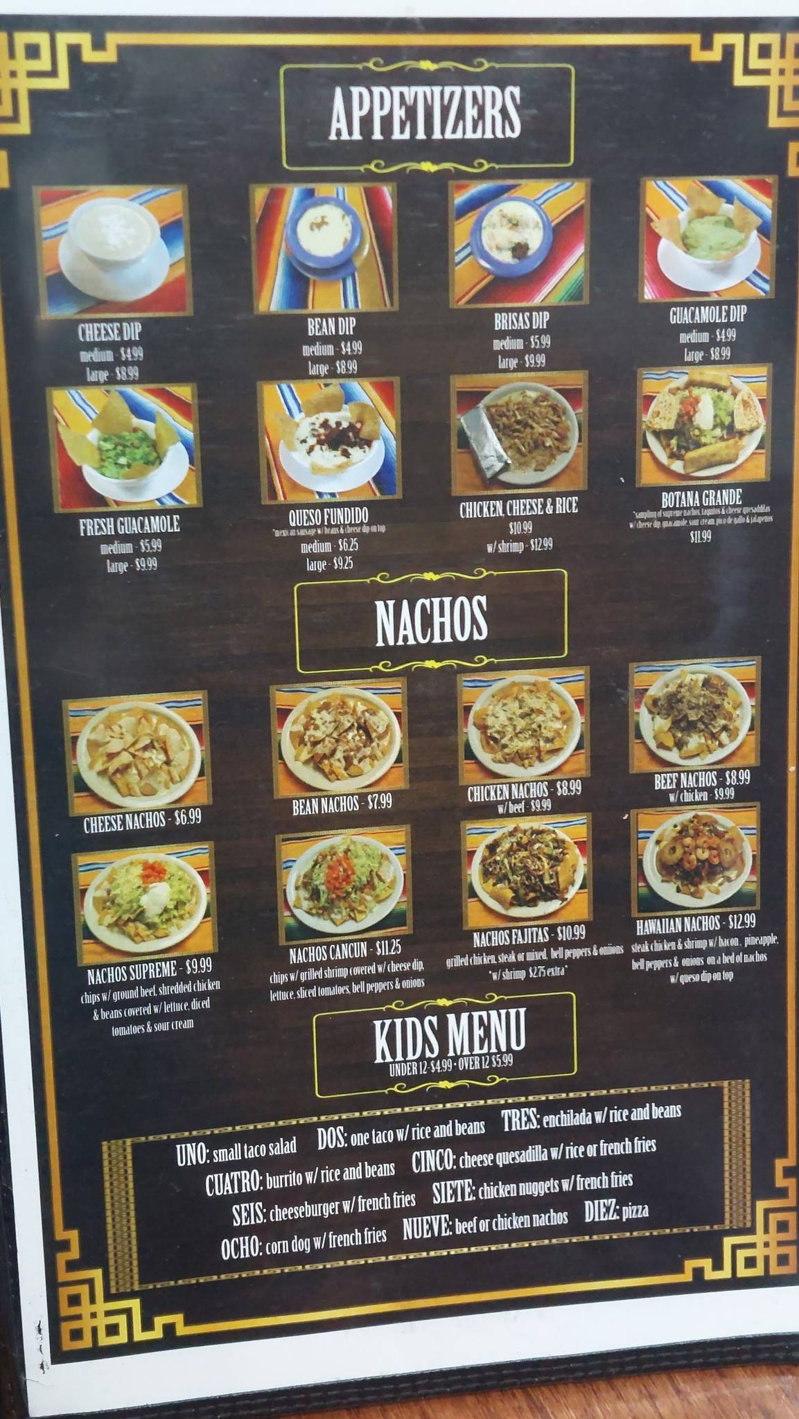 Menu at Las Brisas Authentic Mexican Restaurant, Pevely