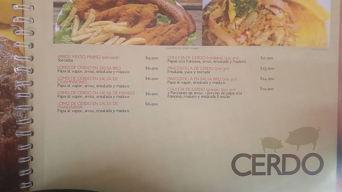 Carta del restaurante Las Delicias De Pinino, Cali, Cra. 83c #26-10