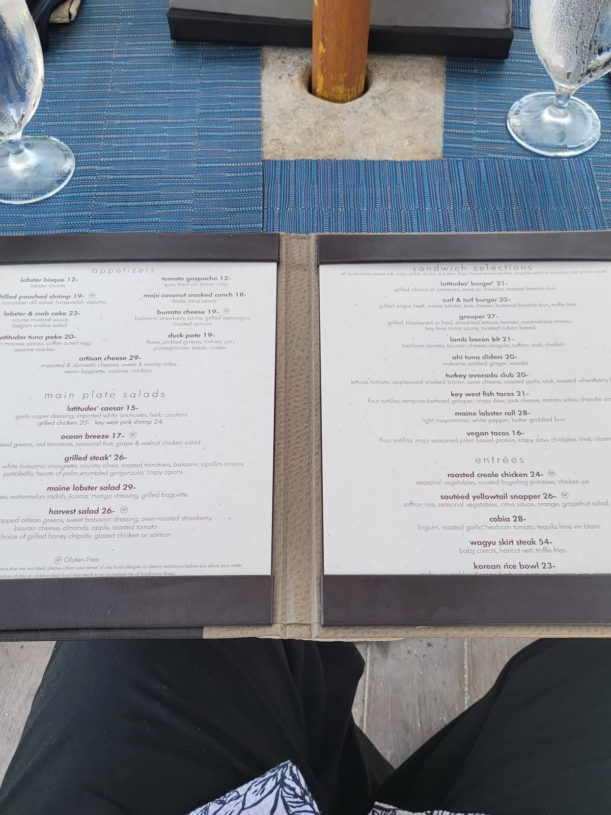 Menu at Latitudes restaurant, Key West, 245 Front St