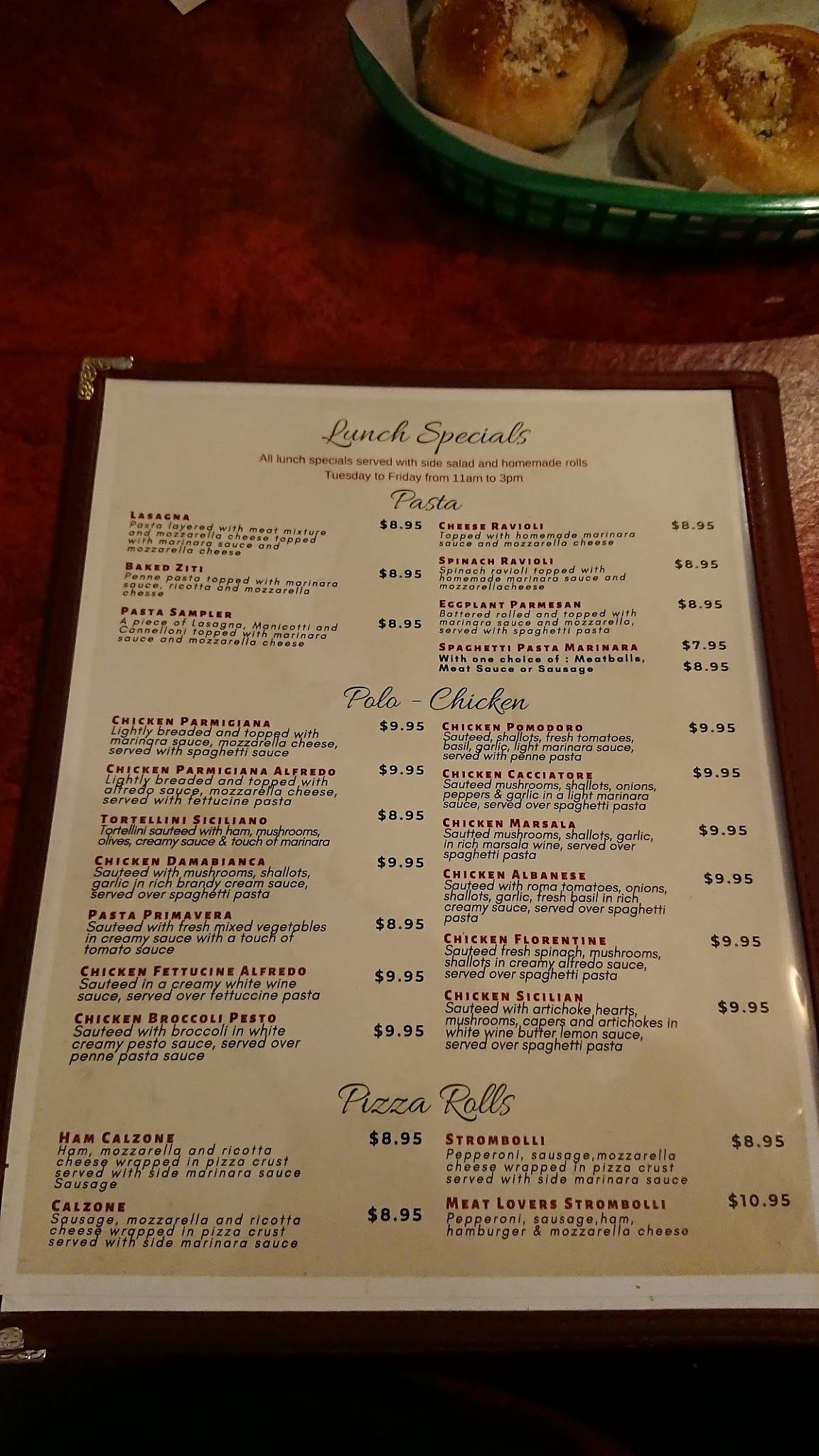 Menu at Milano's Italian Restaurant, Lawton