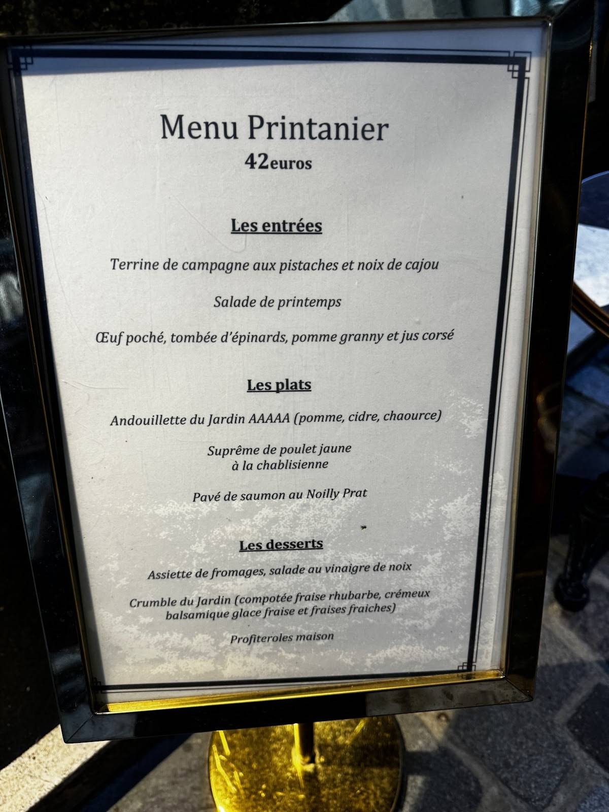 Menu au Le Jardin restaurant, Troyes