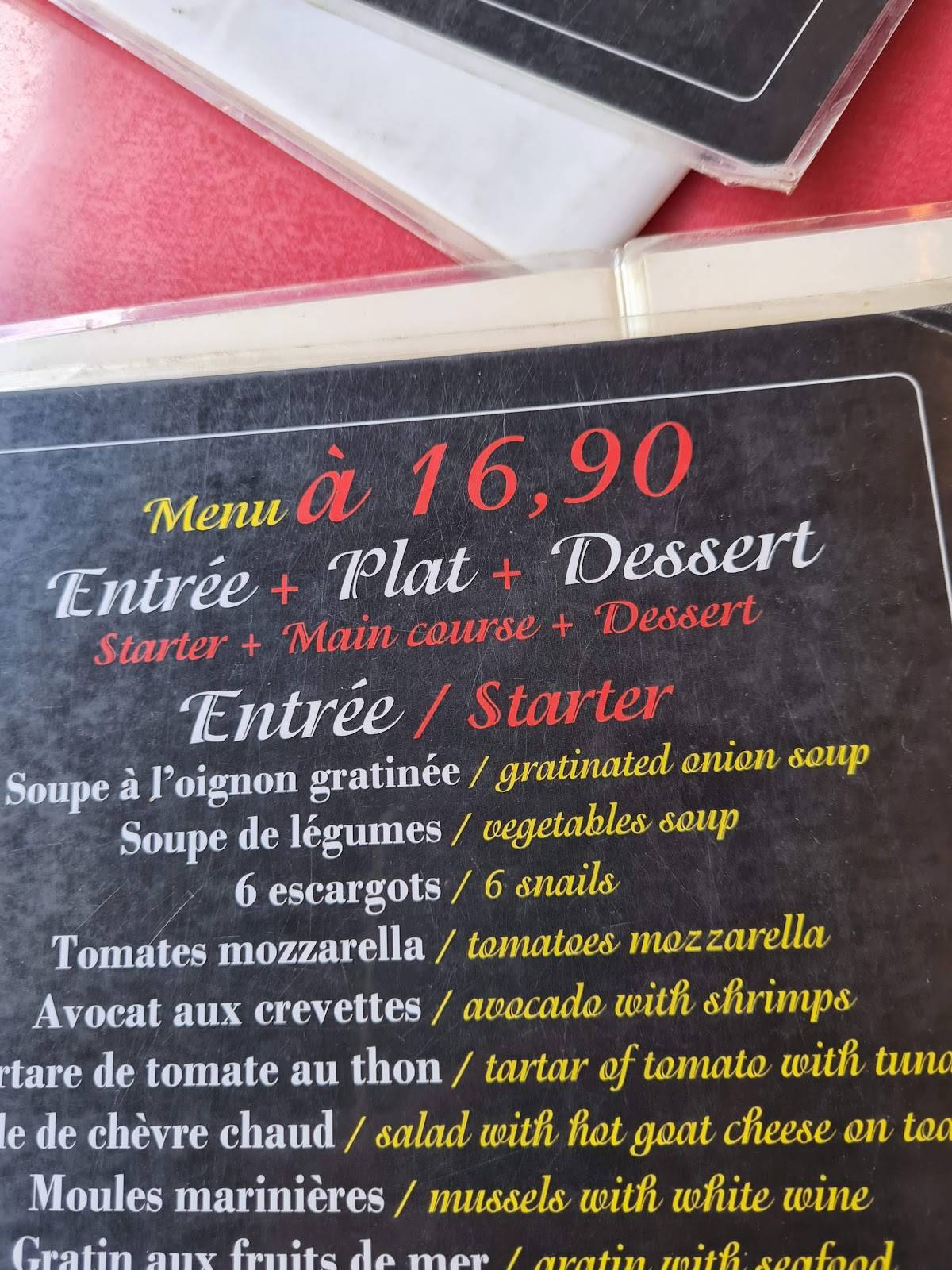 Menu at Le Marmiton de Lutèce restaurant, Paris, 6 Rue Saint-Séverin