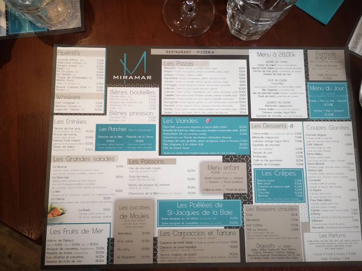 Menu au Le Miramar BINIC Brasserie Pizzeria, Binic, 3 Bld Clémenceau
