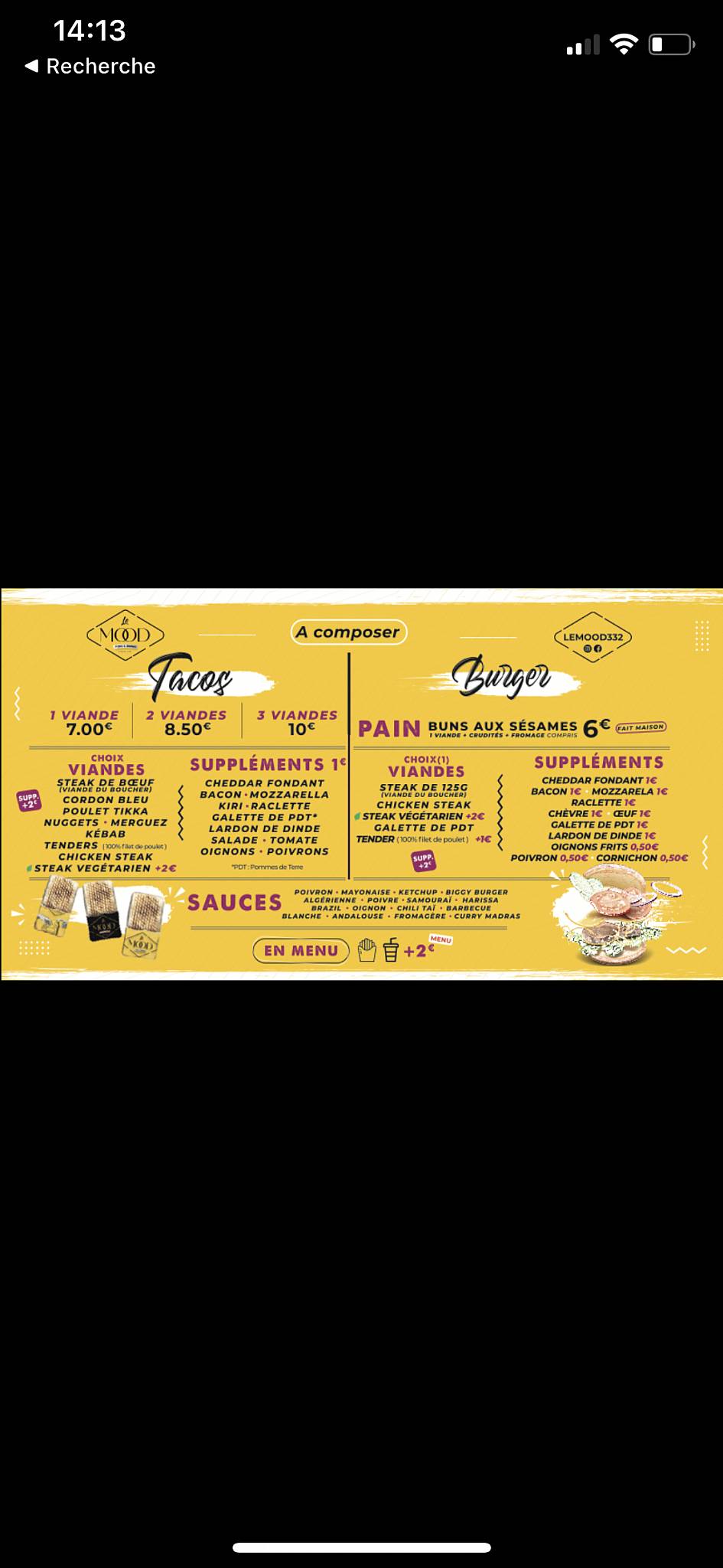 Menu au LE MOOD restaurant, La Teste-de-Buch