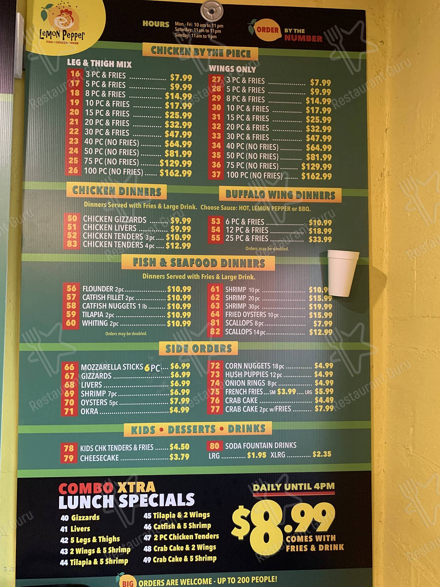 Menu at Lemon Pepper Chicken restaurant, Tallahassee