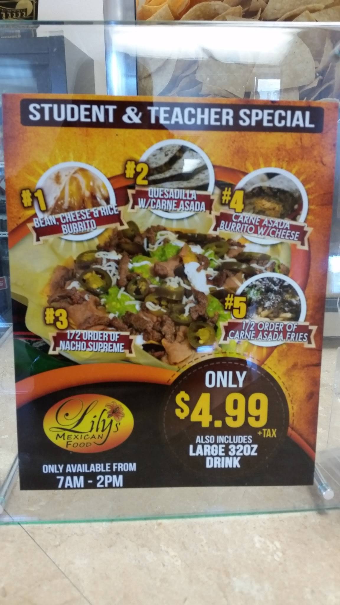Menu at Lily's Mexican Food restaurant, Parker
