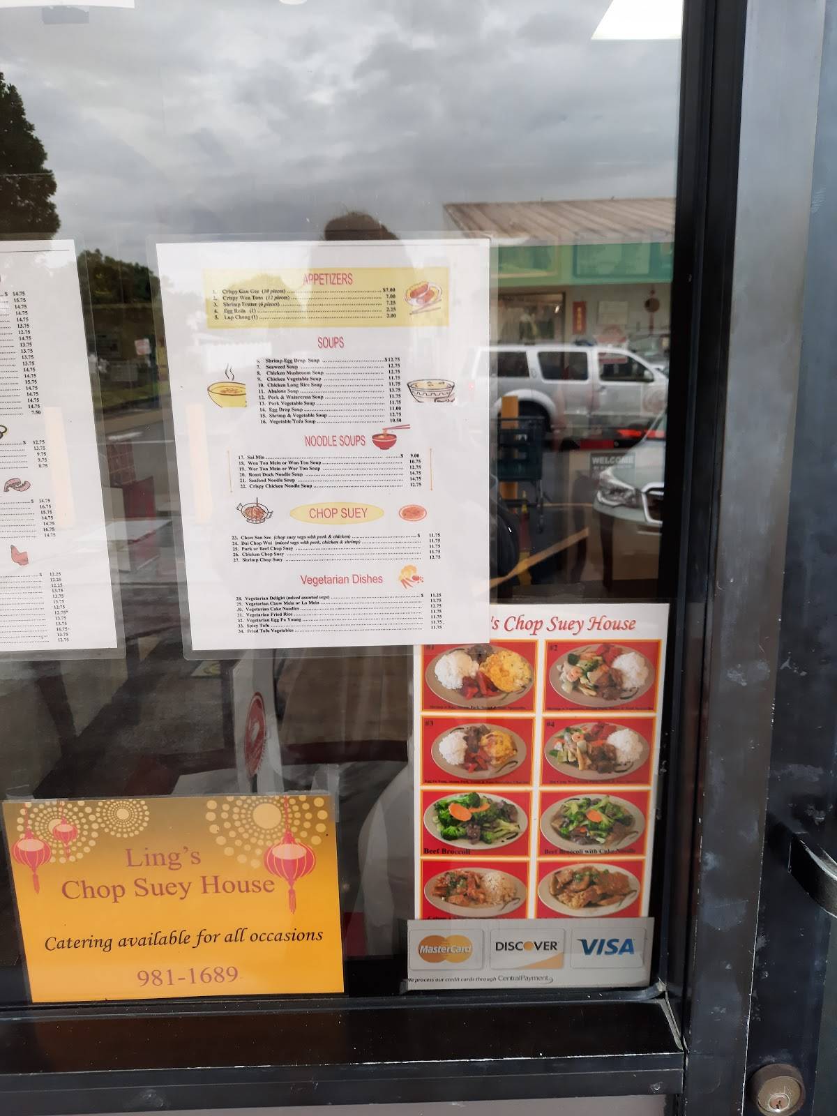 Menu at Ling's Chop Suey House restaurant, Hilo, Kanoelehua Ave