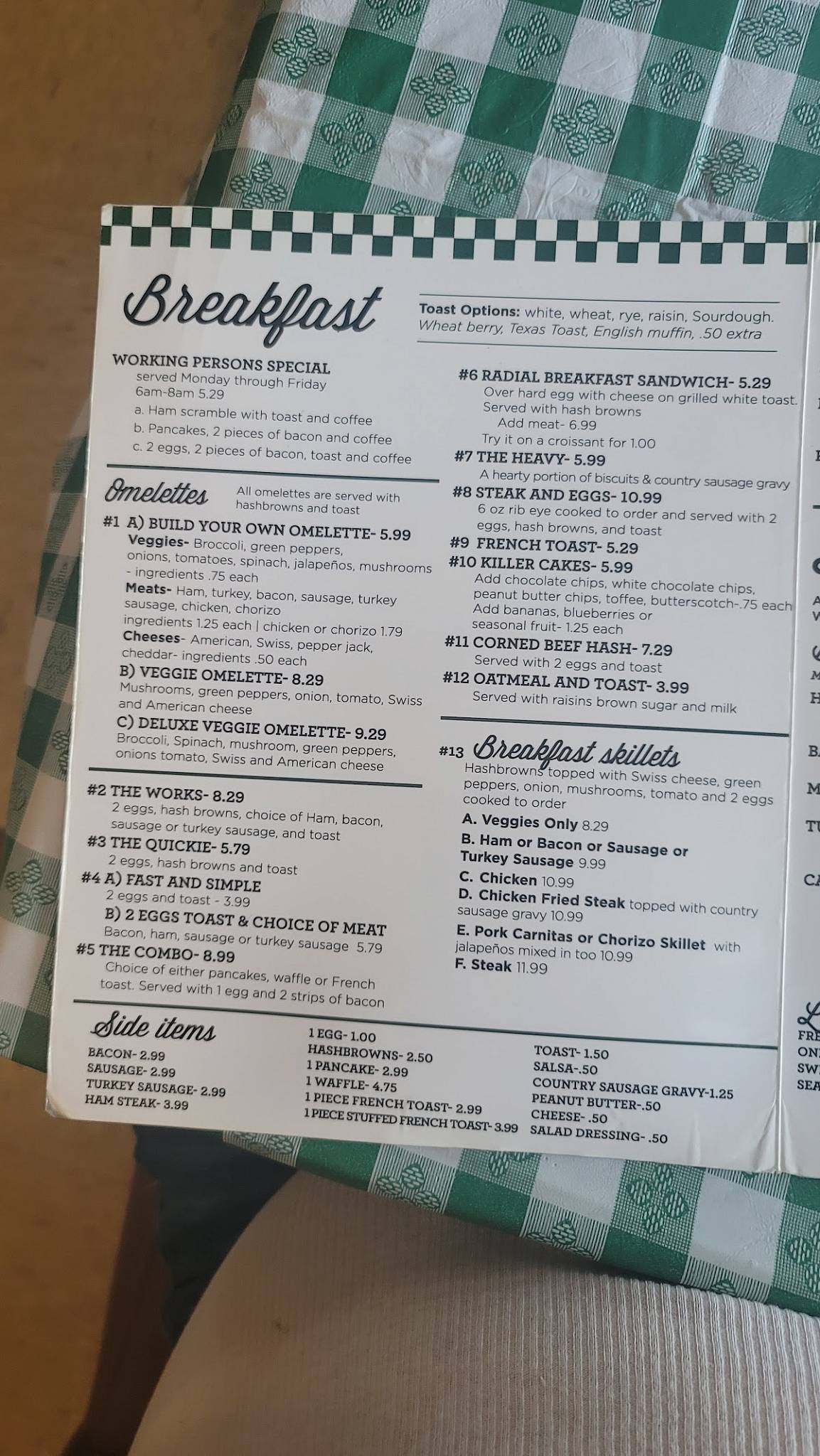 Menu at Lisa's Radial Cafe, Omaha