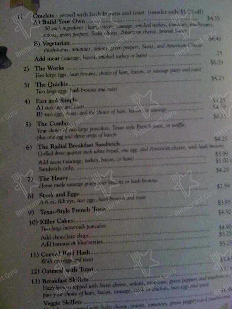 Menu at Lisa's Radial Cafe, Omaha