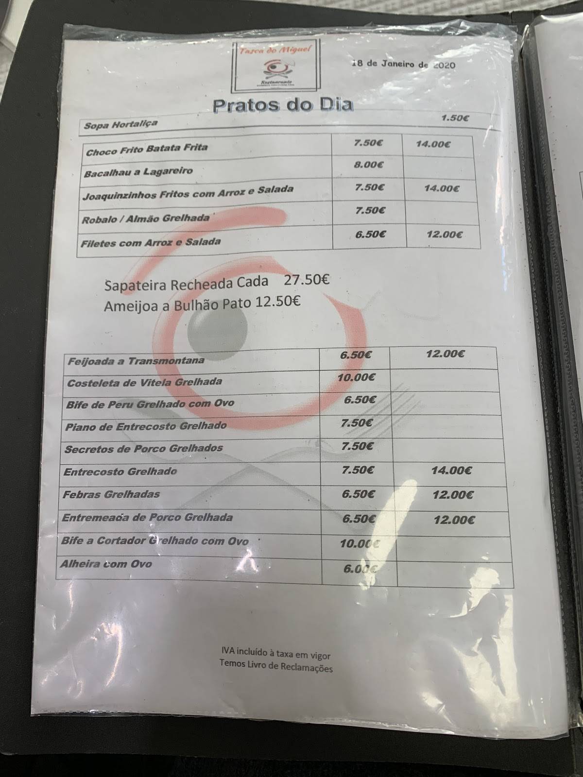 Menu em Tasca do Miguel restaurante, Lisboa