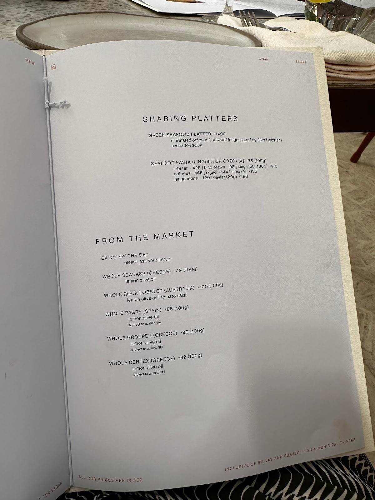 Menu at Little Miss India restaurant, Dubai, Palm Jumeirah