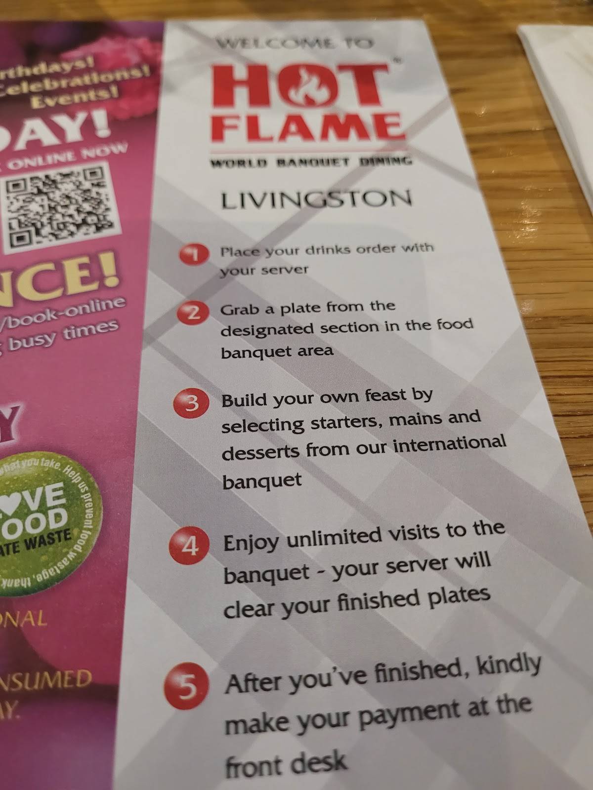 Menu at Hot Flame World Banquet restaurant, Livingston