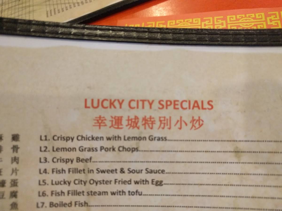 Menu at Lucky City restaurant, Plano