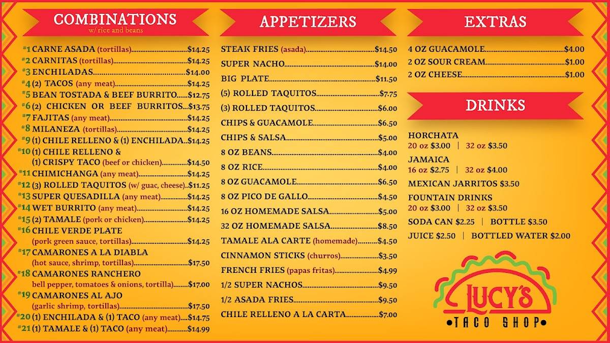 Menu at Lucys Taco Shop Bend restaurant, Bend
