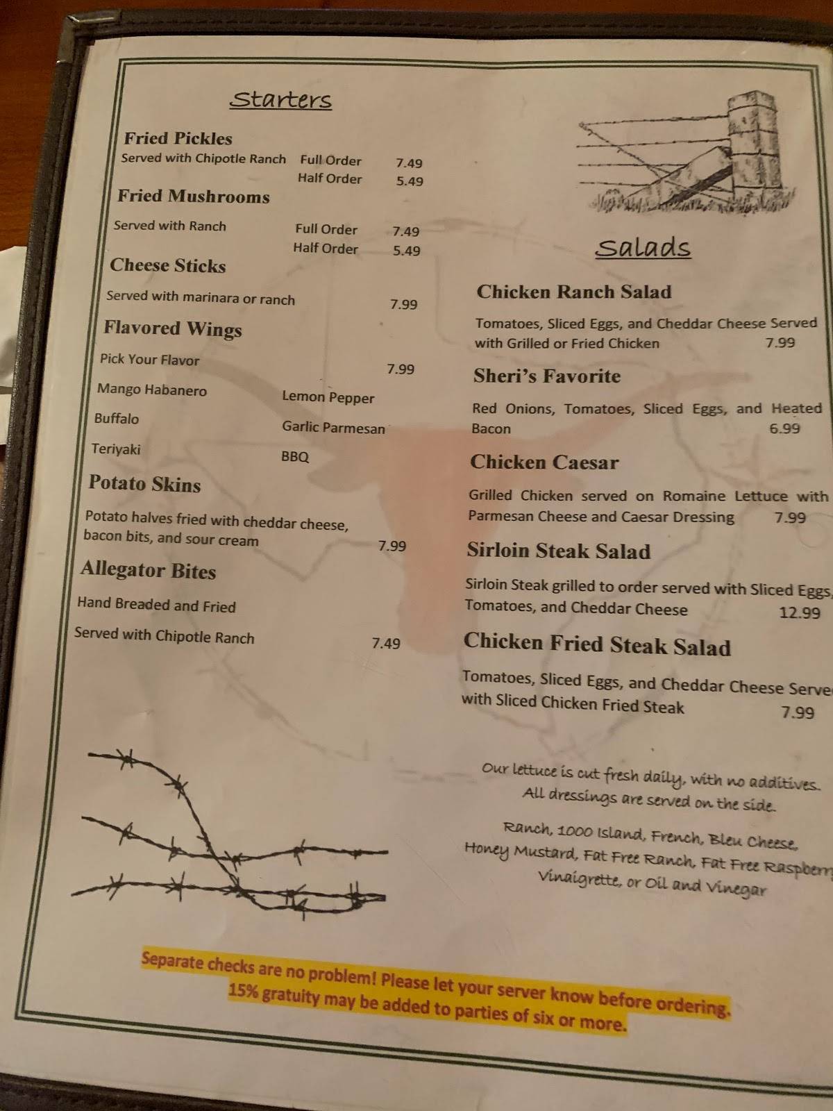 Menu at Blake's steakhouse, Luling