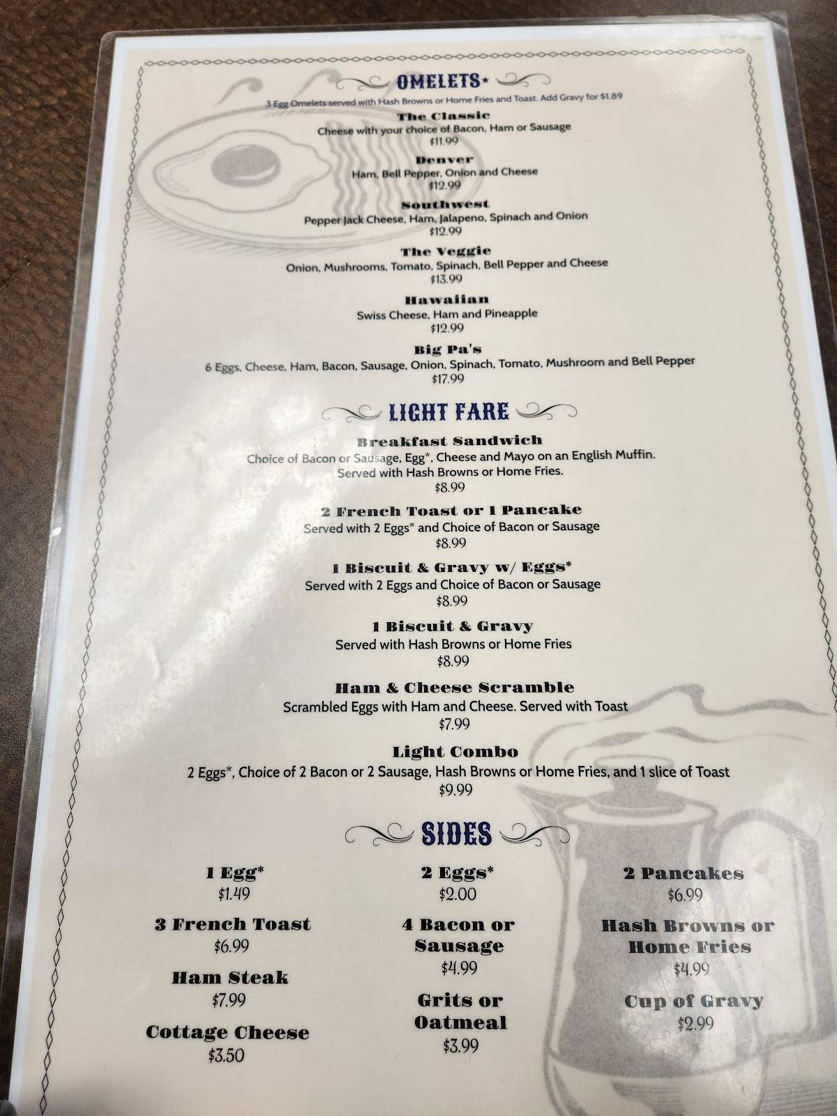 Menu at Ma and Pa's Family Diner restaurant, Yelm