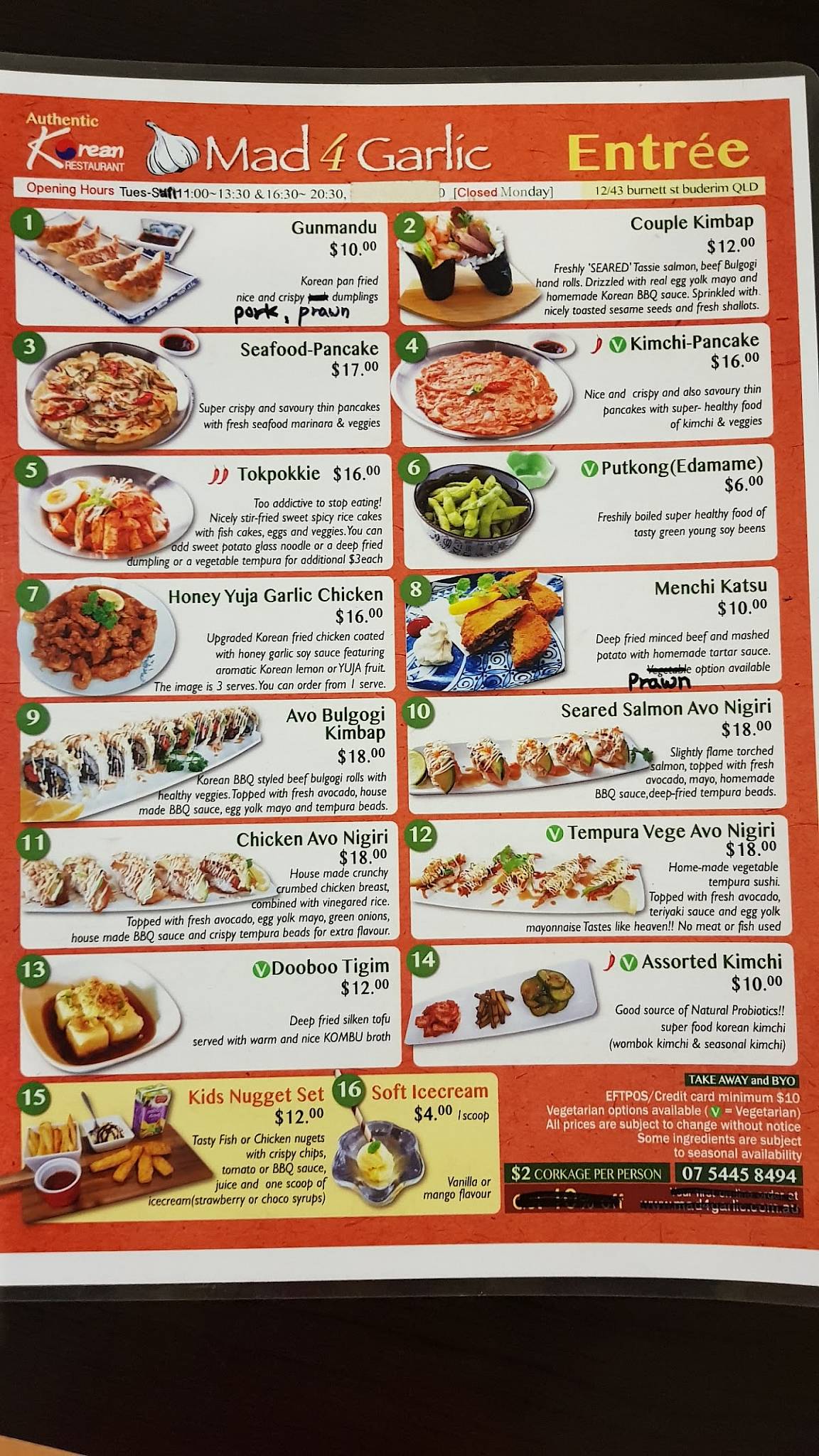 Menu at Mad 4 Garlic Korean Restaurant, Buderim