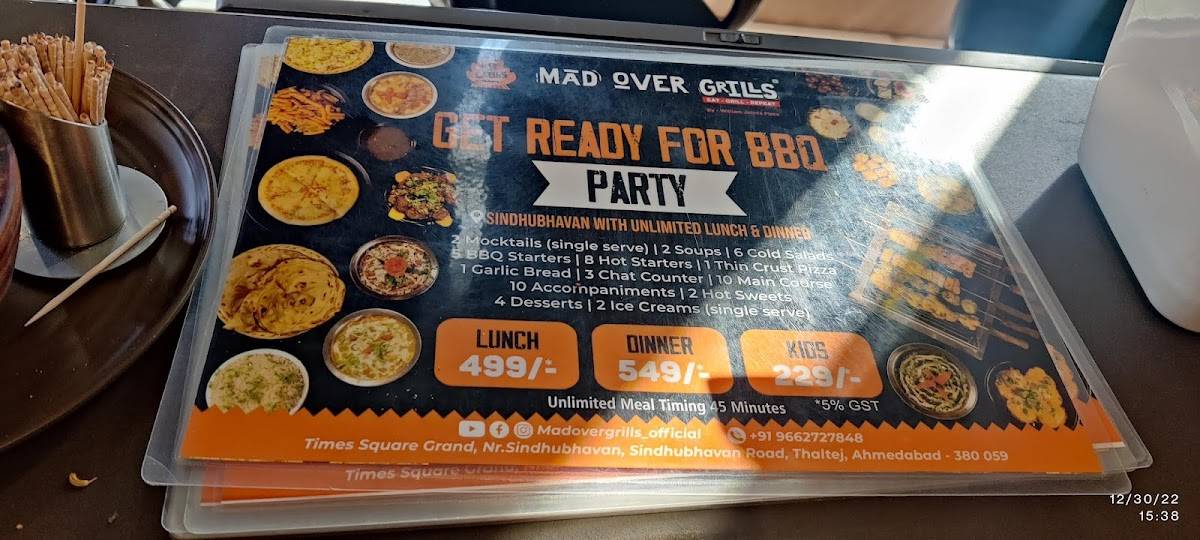 Menu at Mad over grills, Ahmedabad