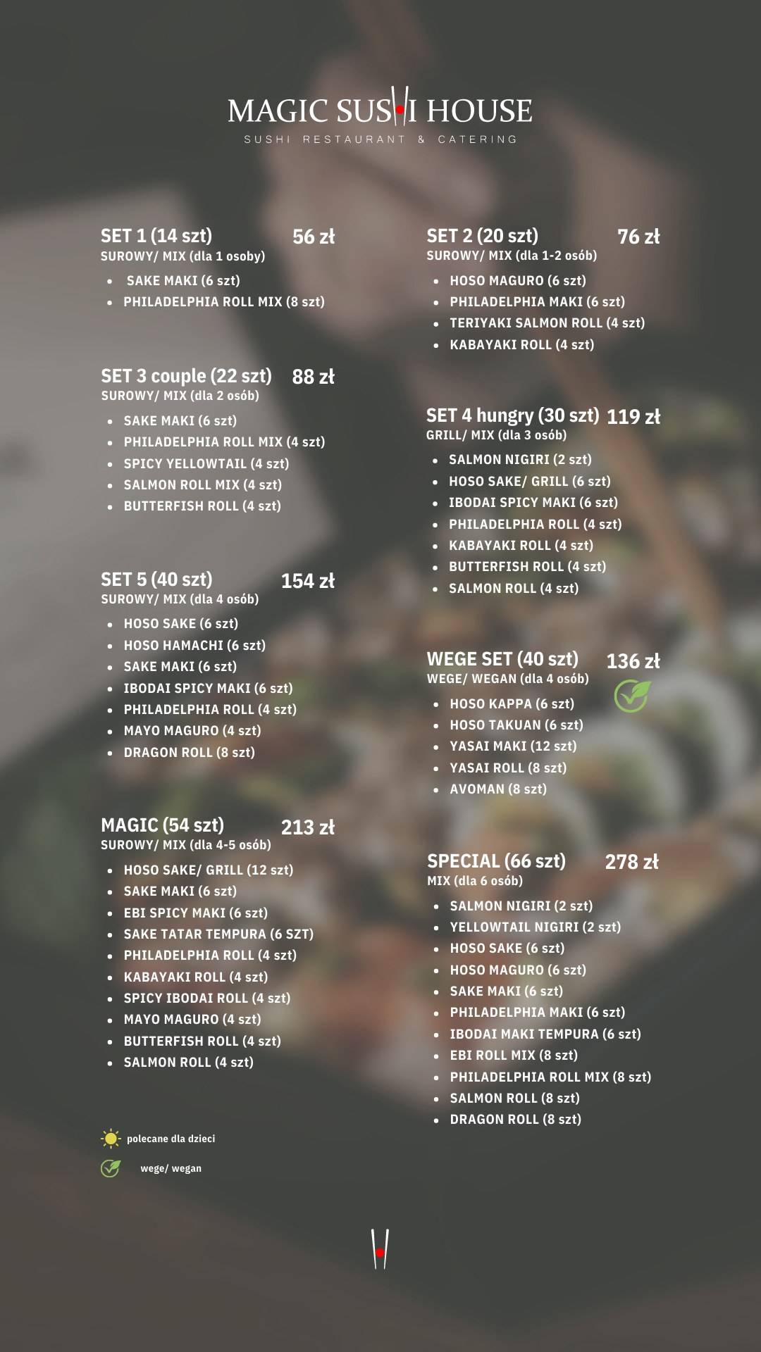 Menu at Magic Sushi House restaurant, Wegrow