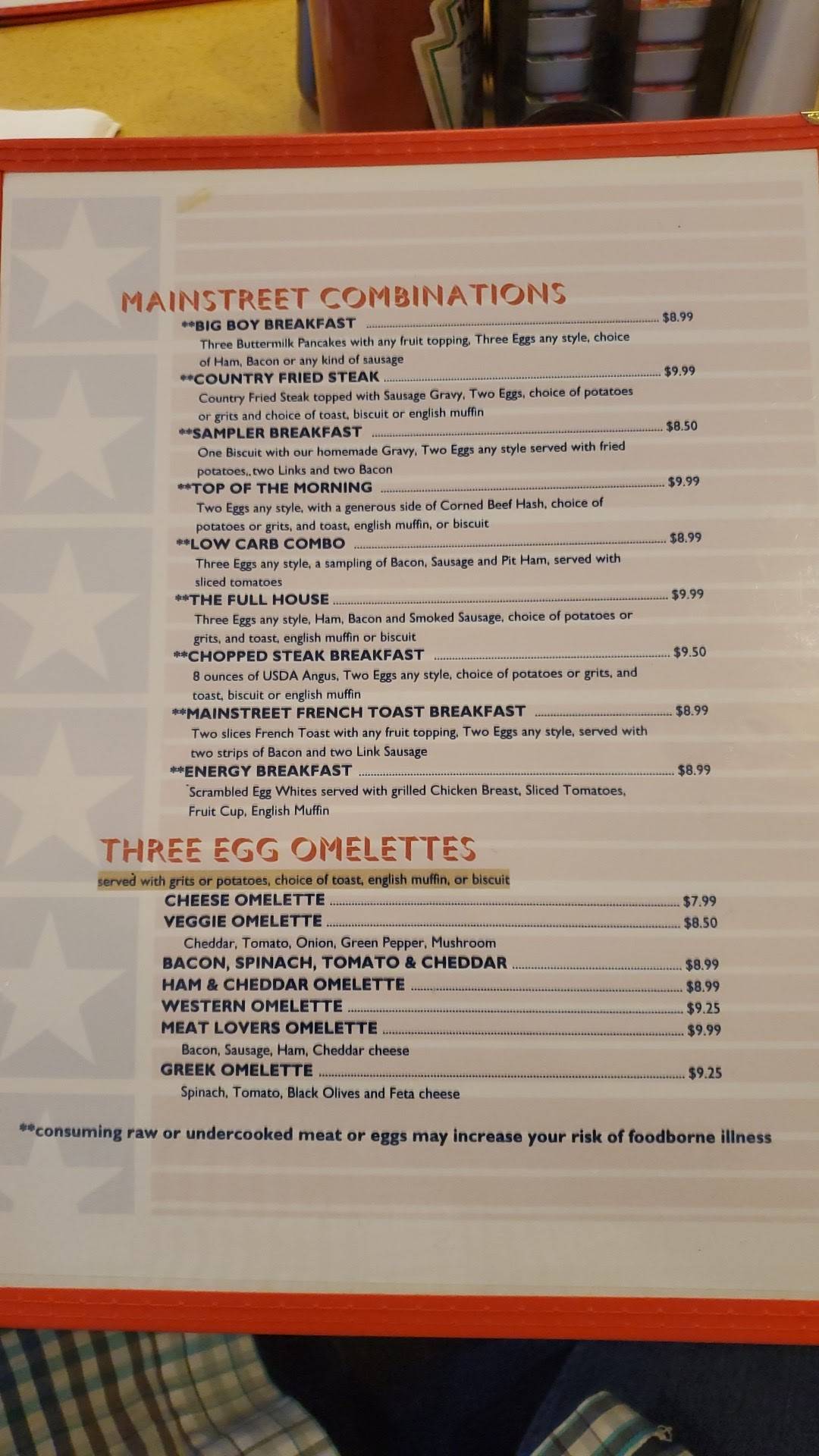 Menu at Main Street America An Eatery restaurant, Lake Placid