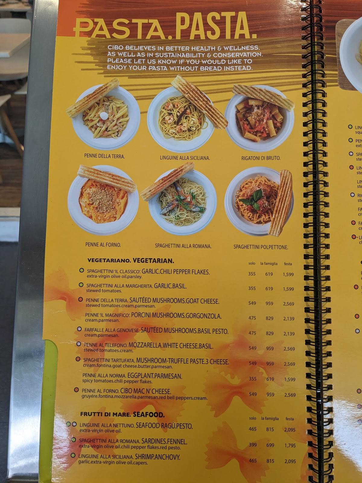 Menu at CIBO - Glorietta 4 restaurant, Makati, Glorietta 4