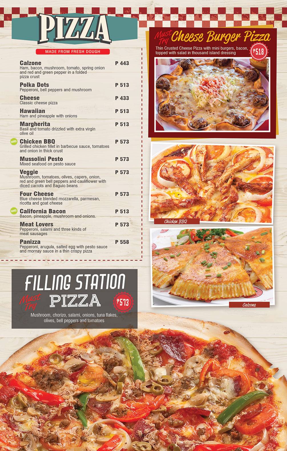Menu at Filling Station Bar And Cafe, Makati, P Burgos