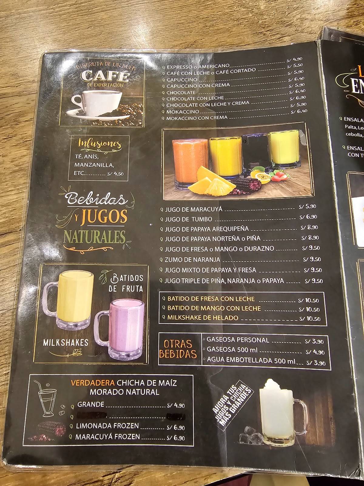 Carta del restaurante Mamut, Arequipa, Mercaderes 108