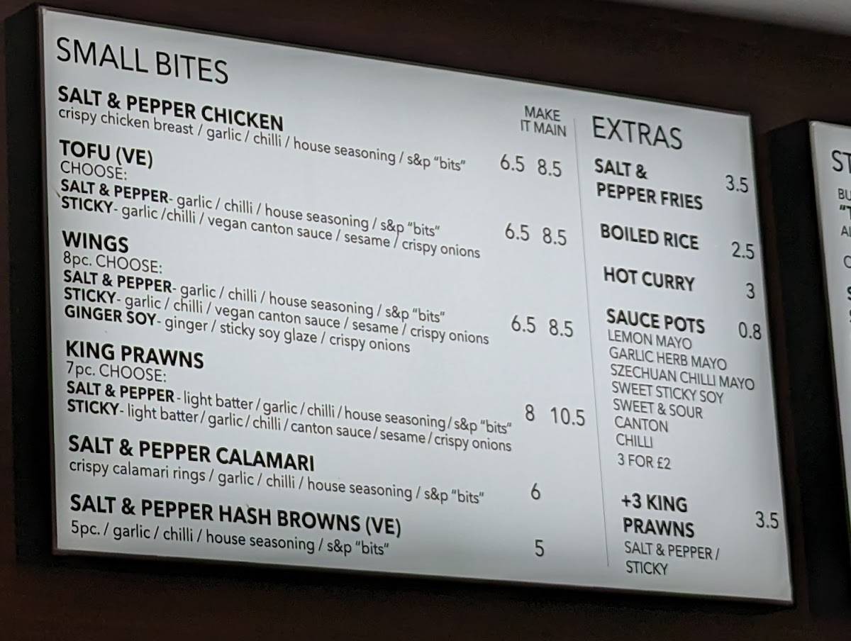Menu at Salt & Pepper restaurant, Manchester, 60-62 High St
