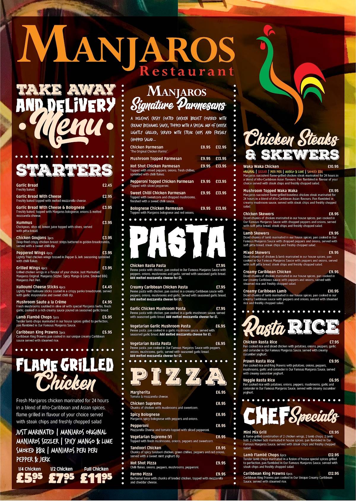 Menu at Manjaros Darlington restaurant, Darlington