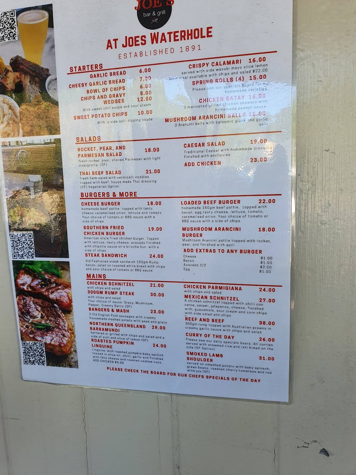 Menu at Matso's Sunshine Coast Brewery restaurant, Eumundi