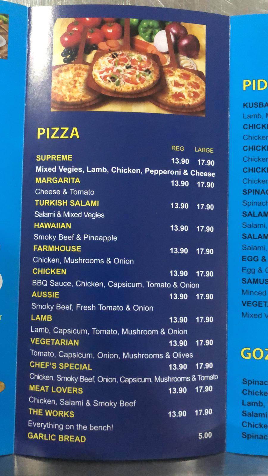 Menu at Med Kebab Shop restaurant, South Lake