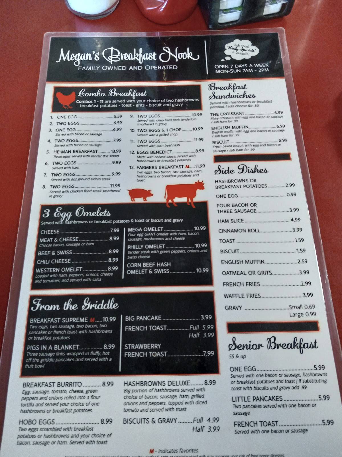 Menu at Megan's Breakfast Nook restaurant, Buffalo, Truman Rd
