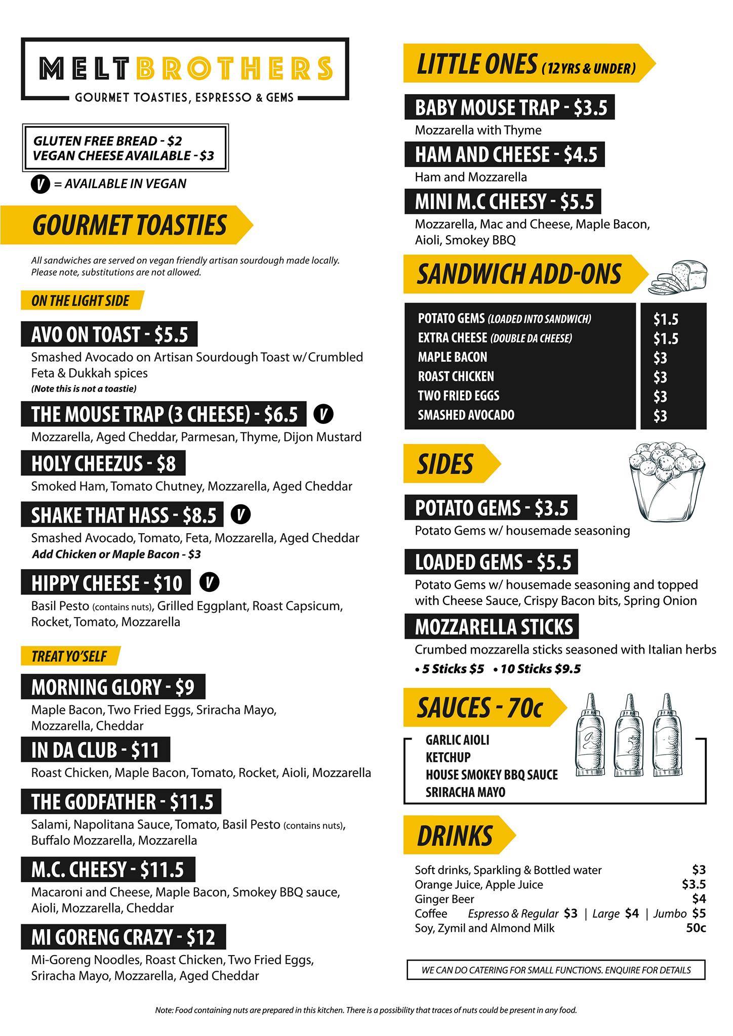 Menu at Melt Brothers Toasties, Espresso & Gems- Westfield Garden City ...