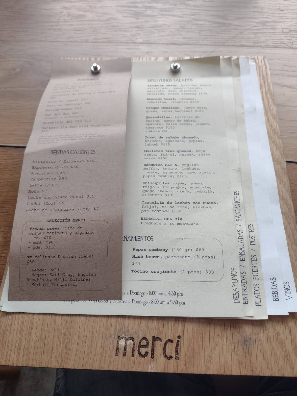 Carta del restaurante Merci Paseo 60, Merida, CALLE 60 #346 x 33 y 35-A ...