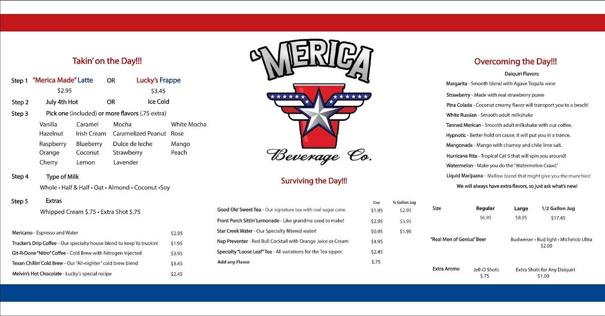 Menu at 'Merica Beverage Co. pub & bar, Nacogdoches