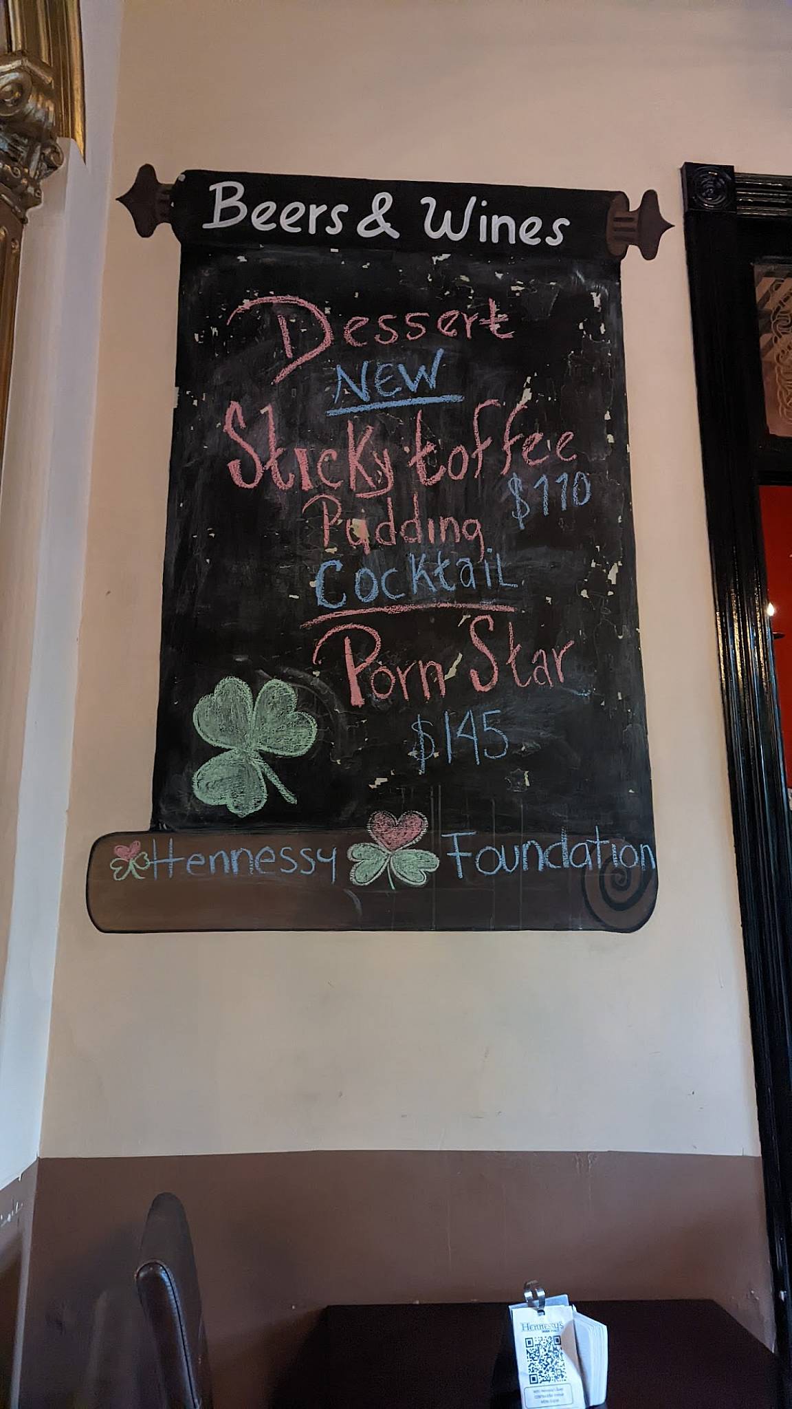 Menu at Hennessys Irish Pub, Merida