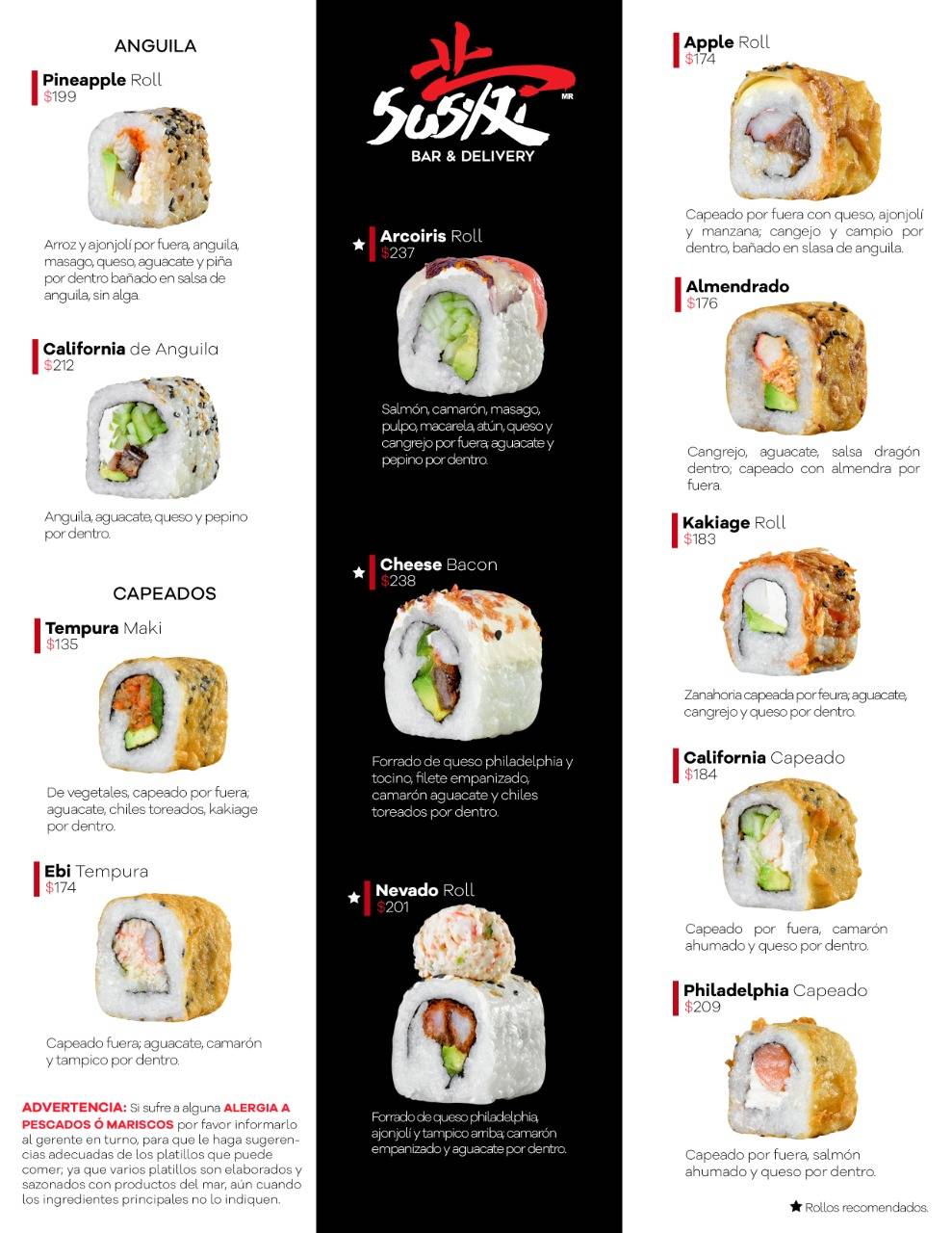 Menu at Sushi Bar & Delivery, Mexicali, Calz. Justo Sierra 1515