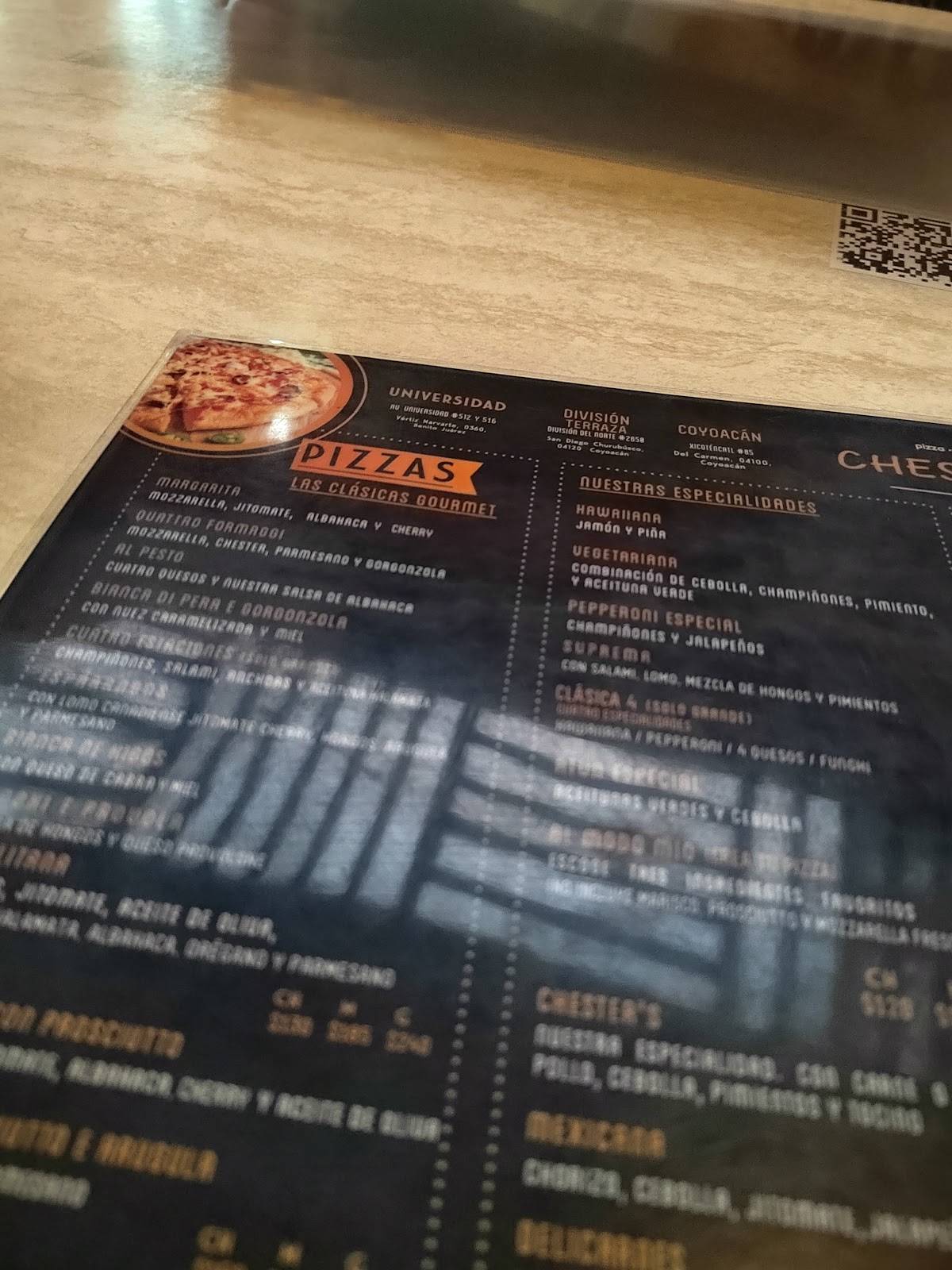 Carta del restaurante Chester's Pizza División Del Norte, Ciudad del ...
