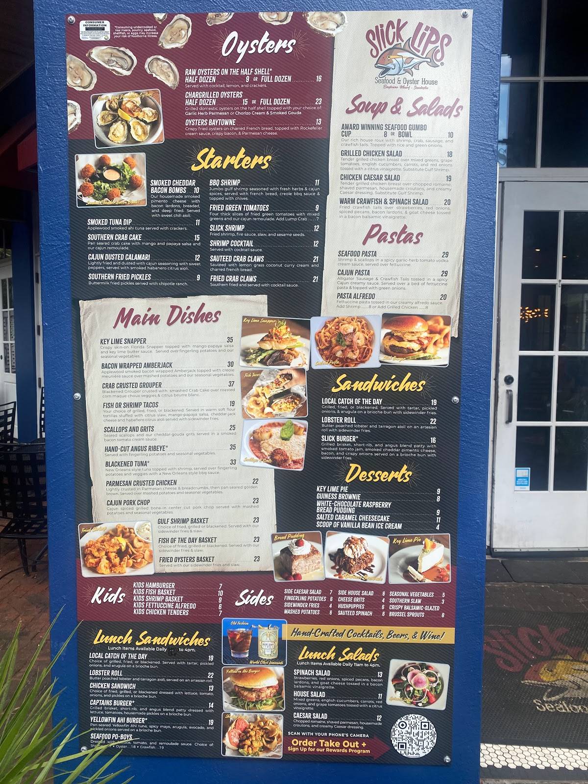 Menu at Slick Lips Seafood & Oyster House restaurant, Miramar Beach