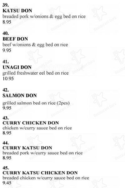 Menu at Mito Sushi Bowmanville Mall restaurant, Bowmanville