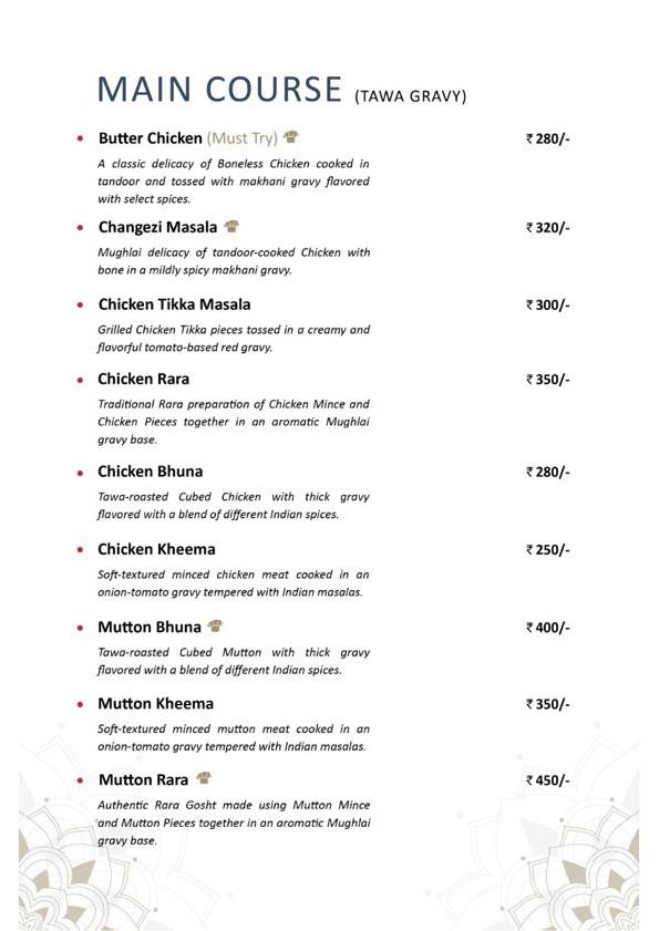 Menu at Miya Kebabs, Mumbai