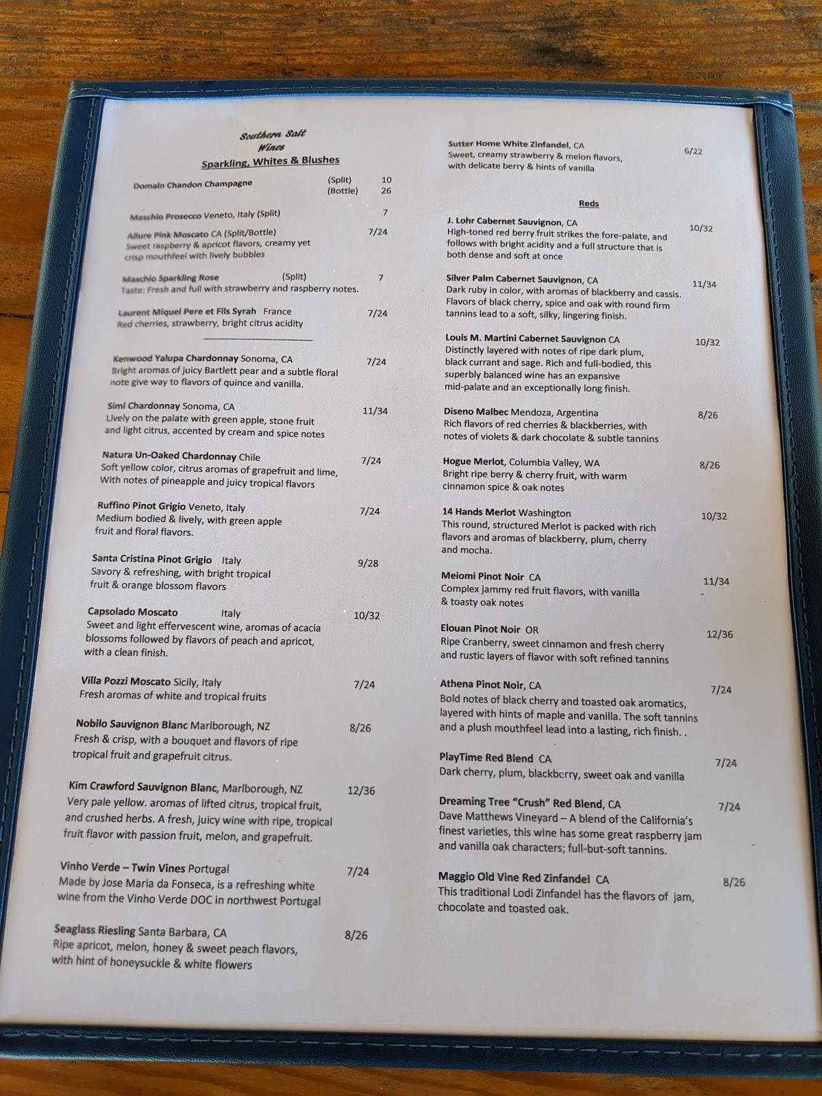Menu at Southern Salt Seafood Company and Waterfront Restaurant ...