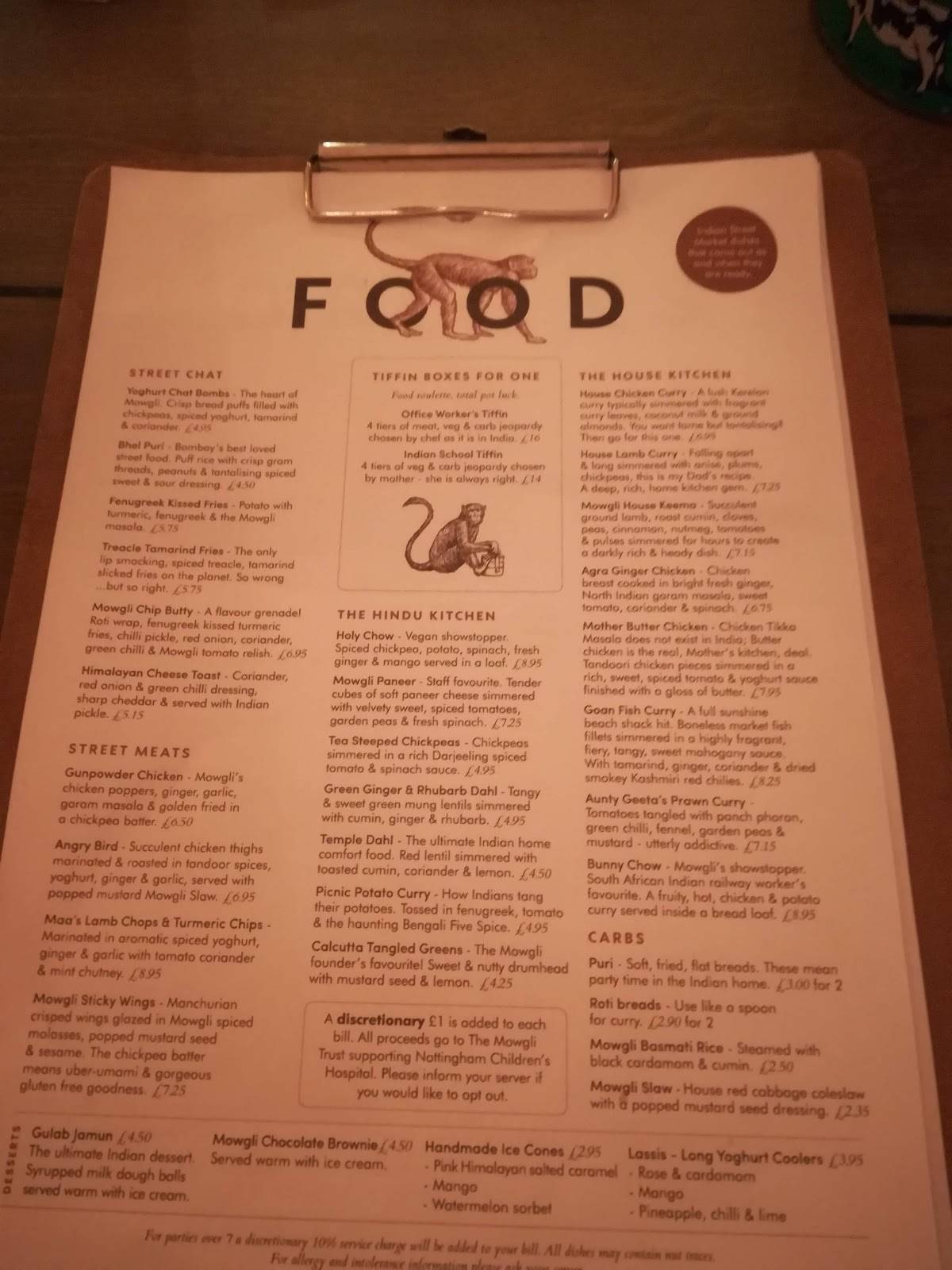 Menu at Mowgli Street Food Nottingham restaurant, Nottingham