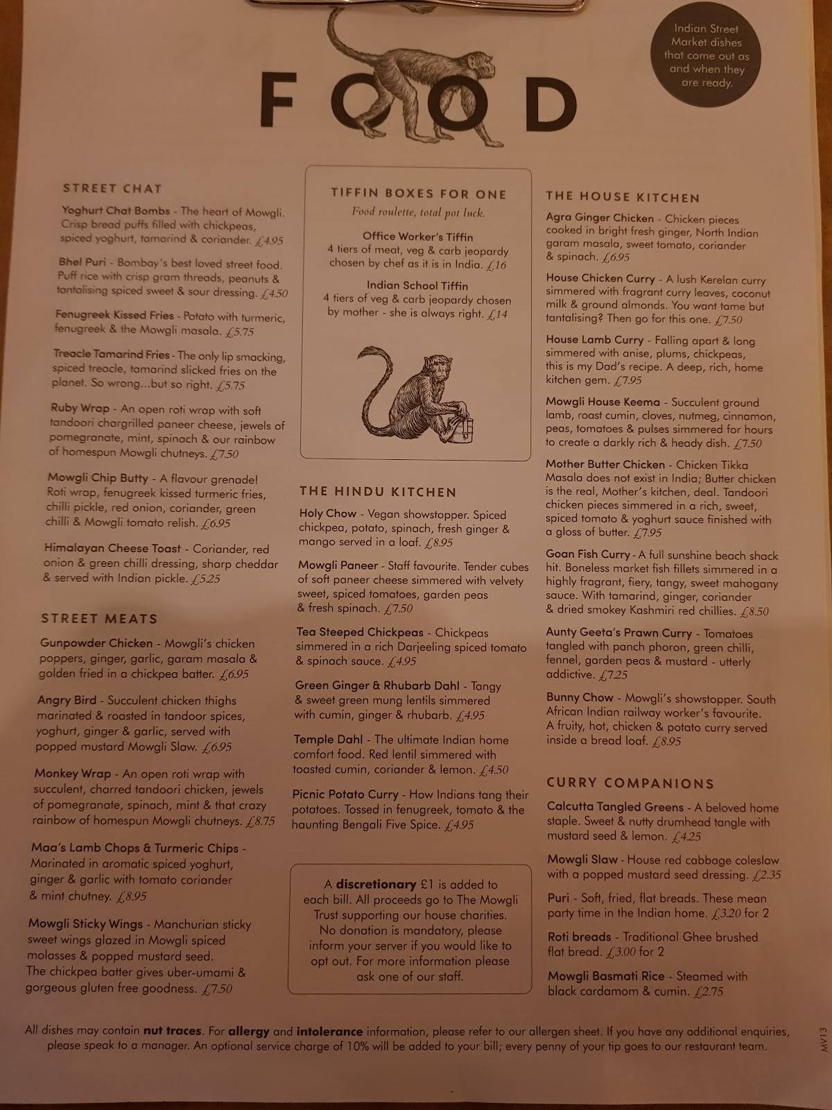 Menu at Mowgli Street Food Nottingham restaurant, Nottingham